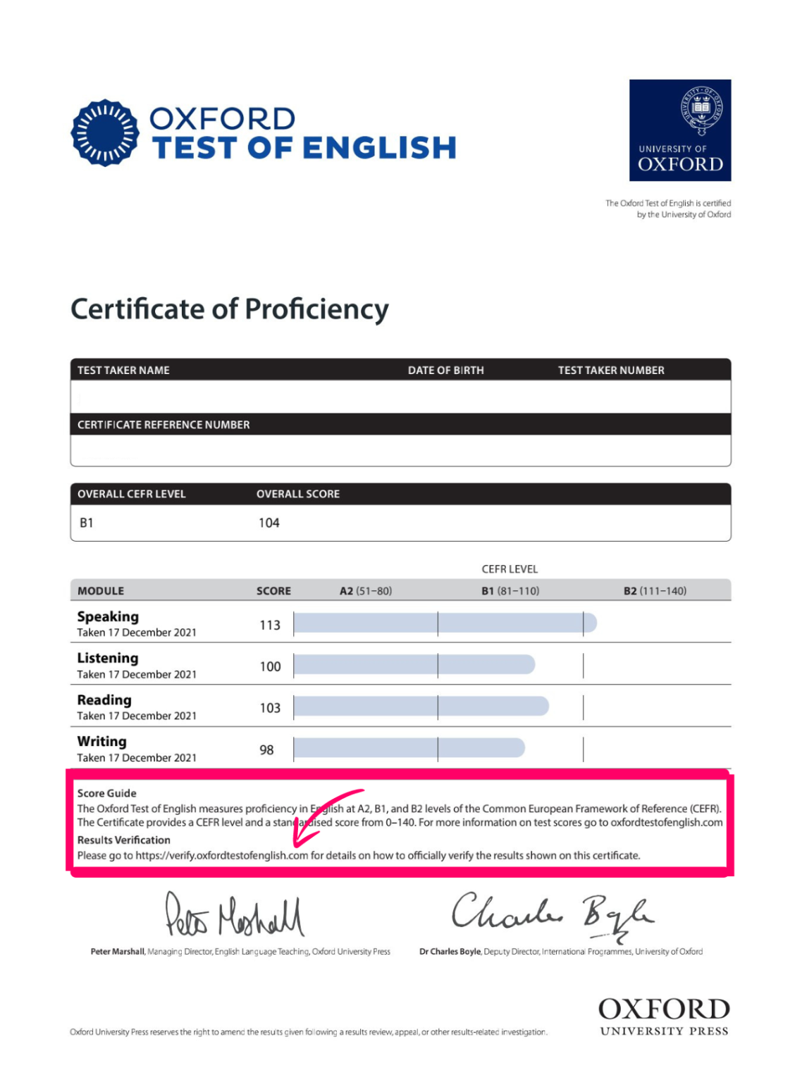 ¿Cómo verificar el Certificado de Oxford Test of English? | thealexbell.com